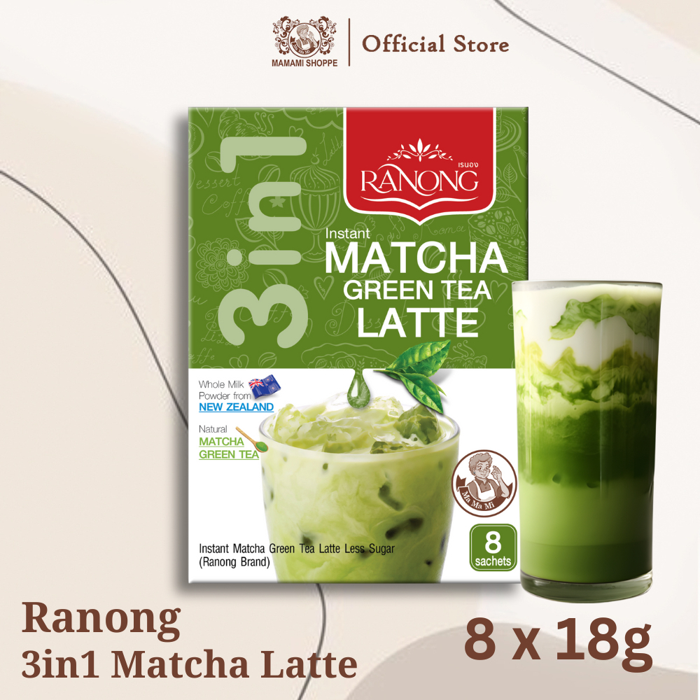 Ranong 3in1 Matcha Green Tea Latte | Milk Powder from New Zealand | Natural Matcha Leaves | 8 x ...
