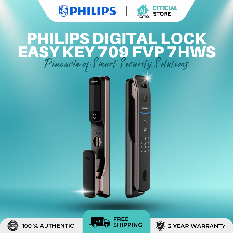 PHILIPS Digital Lock Easy Key 709 FVP 7HWS Smart Face Recognition Fingerprint PIN RFID App ...