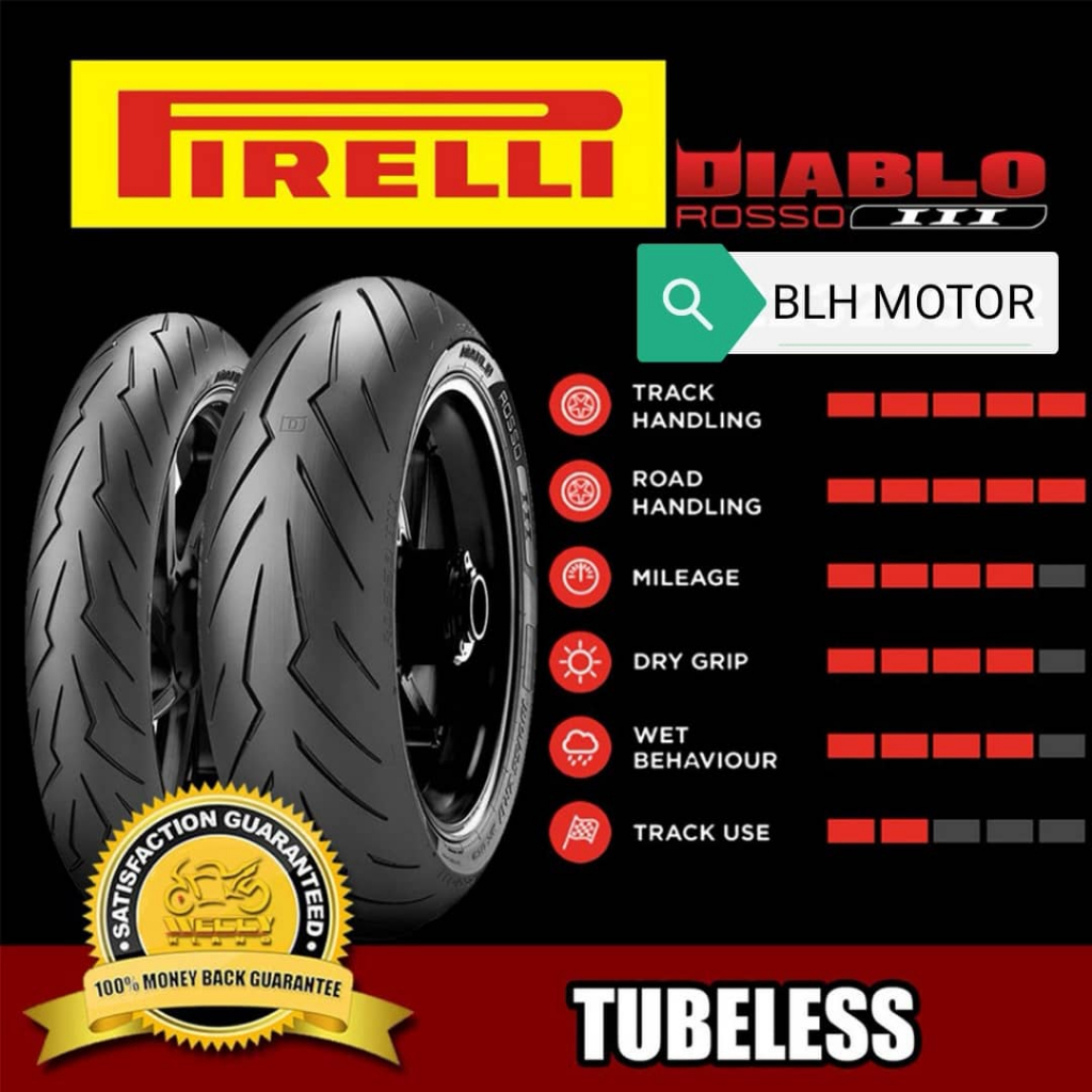 2025} Pirelli Diablo Rosso III RADIAL Rosso 3 / ROSSO 2 110/70R17 120/70ZR17 160/60ZR17 180 ...