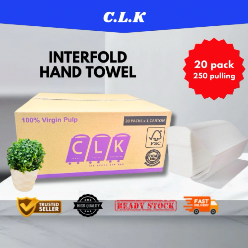 Interfold Hand Towel Tissue - 1 Ply (20 Packs/Carton) | Shopee Malaysia