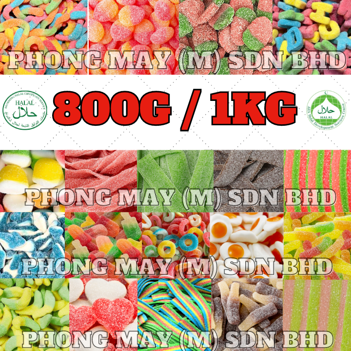 JOMEI BORONG MANTAP GUMMIES/ SOUR SWEET GUMMY CANDY [800G~1KG] GULA ...