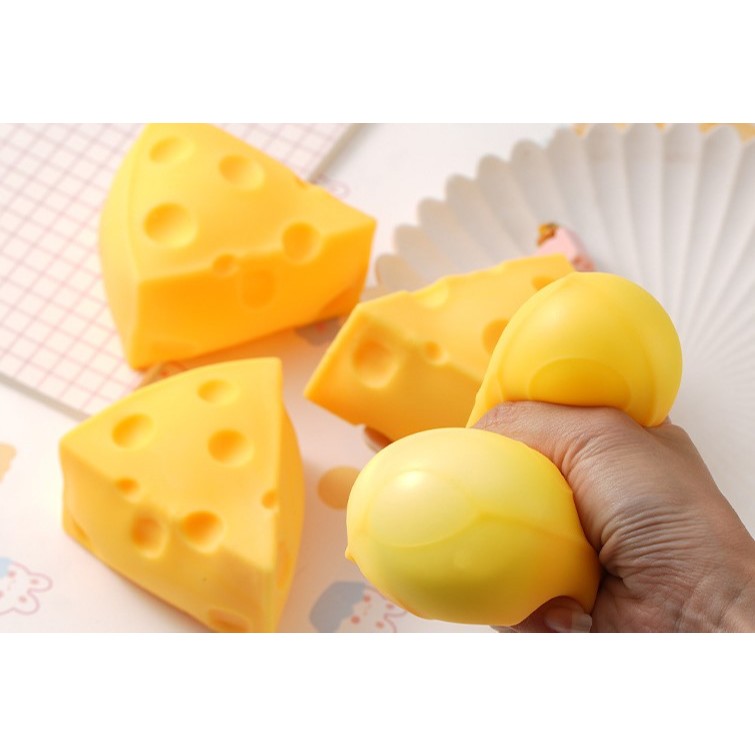 Squeeze Stress Relief Toy Simulated Triangle-shaped Cheese Baby Toy ...
