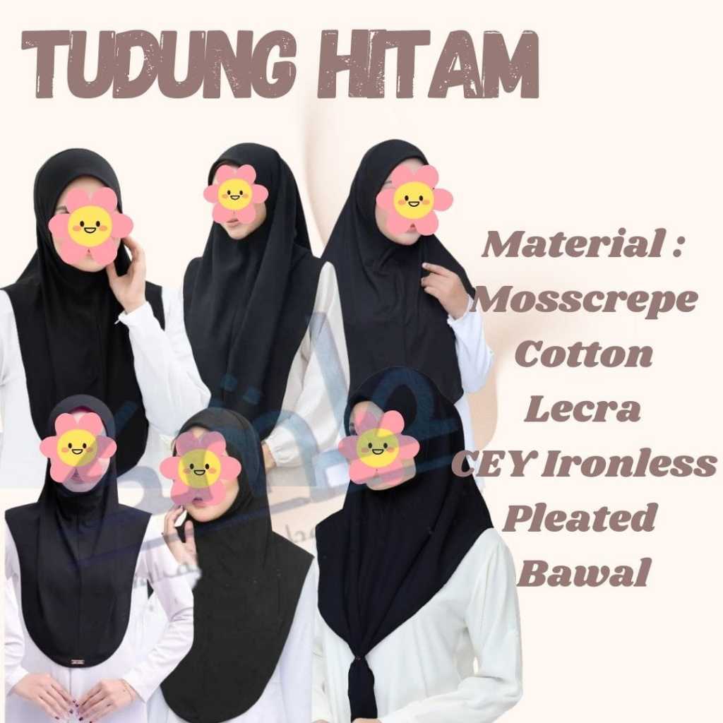 (NP) Tudung Sarung Hitam Material Mosscrepe / Cotton / Pleated / CEY ...