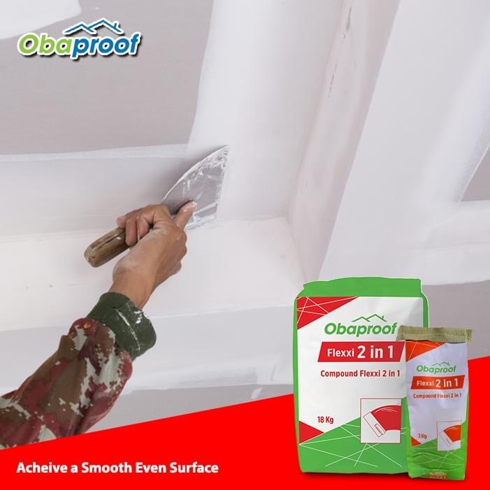 Obaproof Flexxi 2 in 1 is a plaster-based compound used for flushing ...