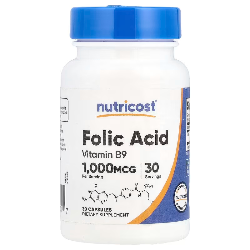 Nutricost, Folic Acid, 1,000 mcg, 30 / 240 Capsules | Shopee Malaysia