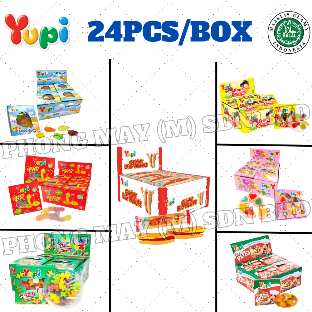 YUPI GUMMY CANDY [24PCS/BOX] YUPI BURGER / YUPI AQUARIUM/ COCKTAIL ...