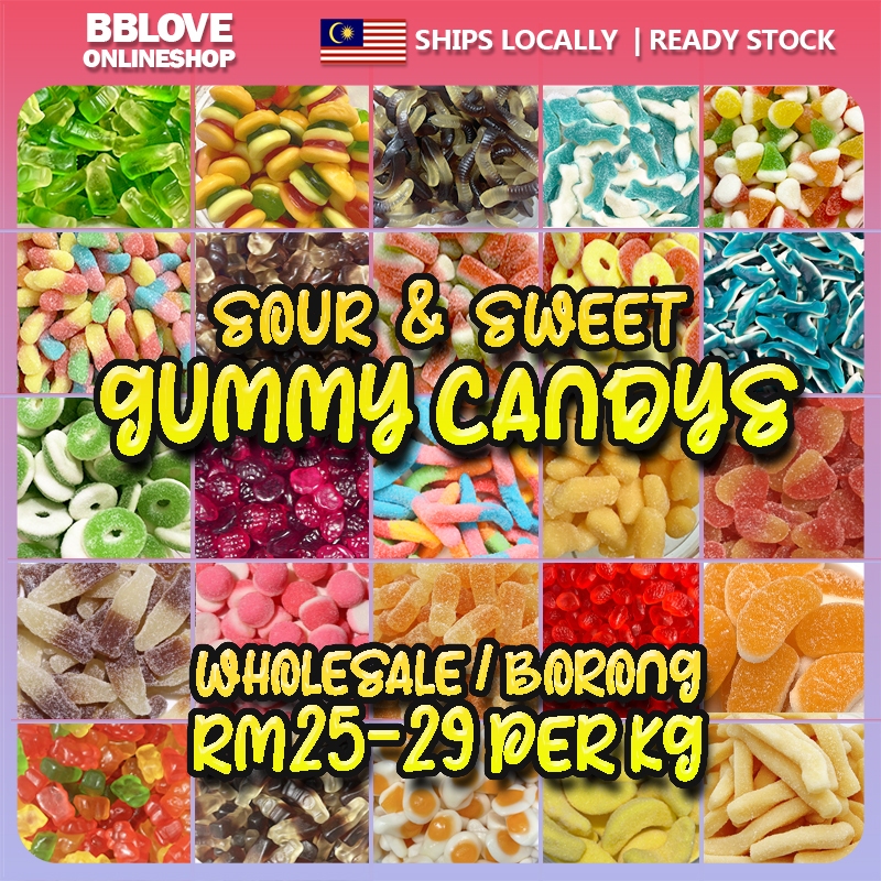 Wholesale borong 1KG Soft gummy Gula Jelly borong Sour gummy, MIX ...