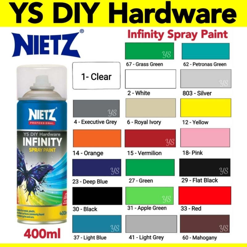 NIETZ Infinity Automotive Motorcyle Spray Paint 400ml Standard Color ...