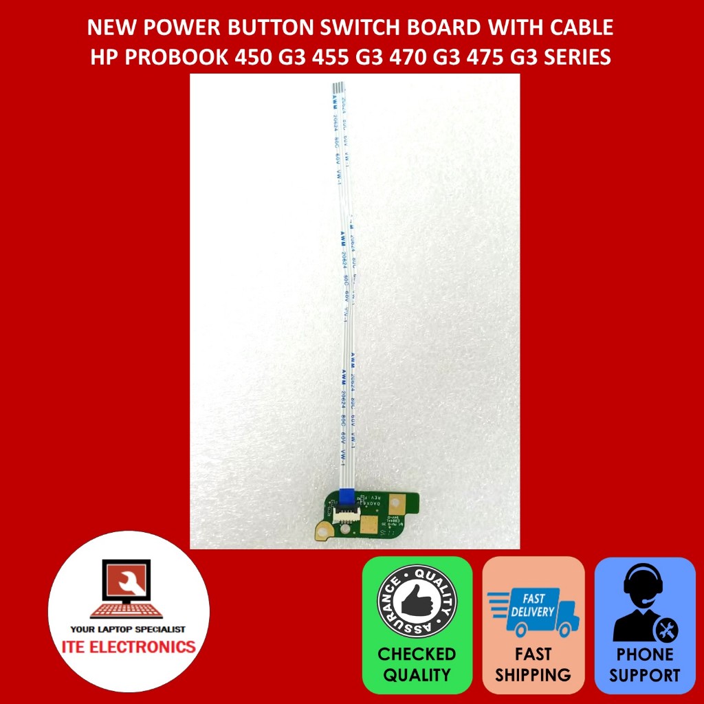 NEW HP PROBOOK 450 G3 455 G3 470 G3 475 G3 SERIES POWER BUTTON SWITCH ...