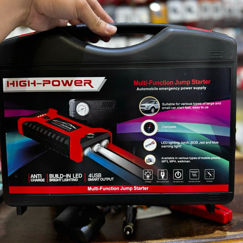 Car Jumper 12v Full Set Box With Pump Emergency Use Jumper Kereta ...