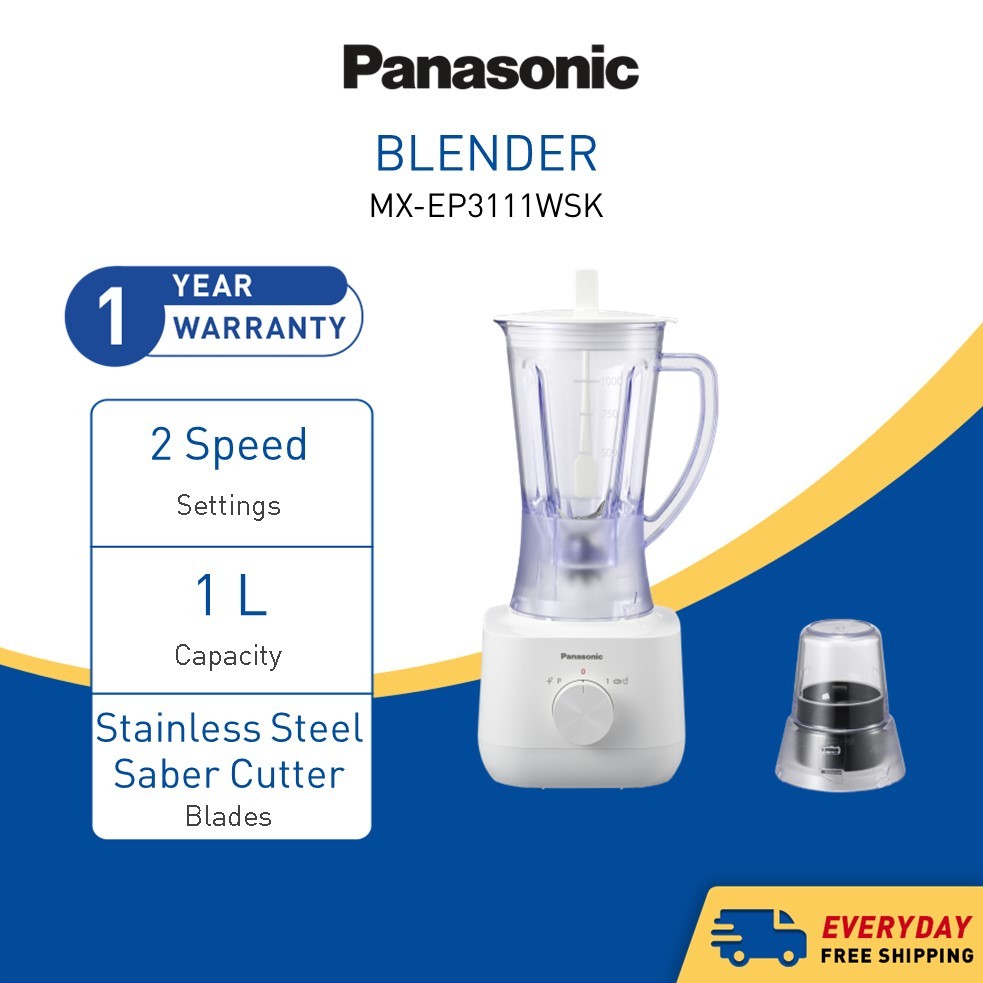 PANASONIC MX-EP3111 1.0L PLASTIC JUG BLENDER WITH DRY MILL MX-EP3111WSK ...
