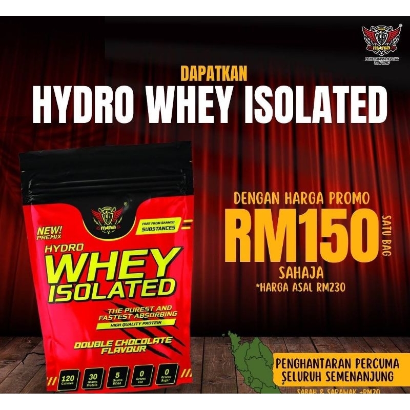 Whey Protein Hydro Isolated Power Mania 2.2kg(66 servings) Original HQ ...