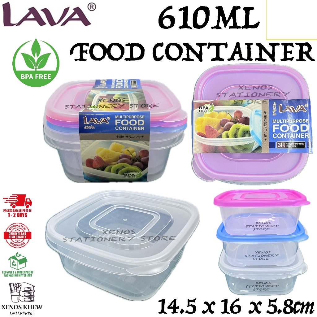 LAVA PLASTIC FOOD STORAGE CONTAINER LUNCH BOX BPA FREE / BEKAS MAKANAN ...