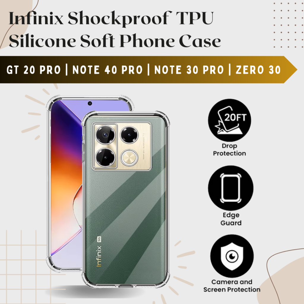 Infinix GT 20 Note 40 30 Zero 5G | Anti-Shock Clear TPU Silicone ...