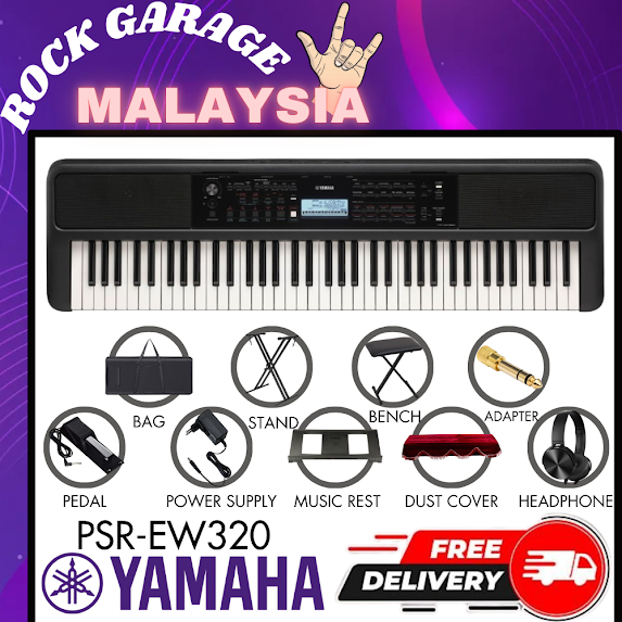 Yamaha PSR-EW320 76-key Portable Keyboard 12 in 1 Premium Package ( PSR ...
