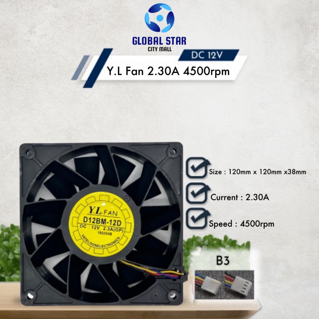 Original Y.L Fan 4500rpm DC 12V 2.30A Miner Cooling Fan [NEW] | Shopee ...