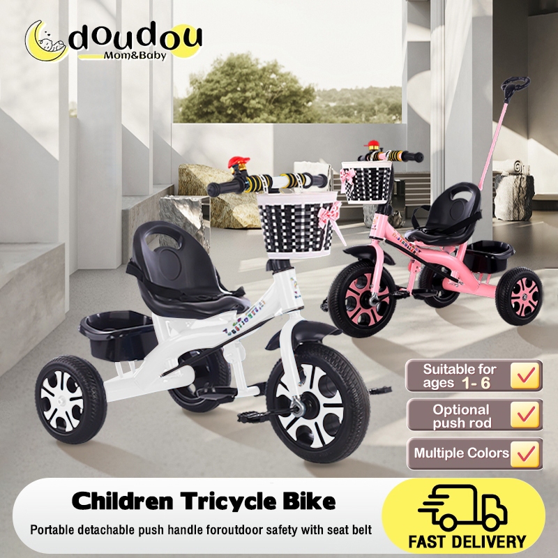 Kids Outdoor Tricycle Baby Stroller With Handle 3 Wheels Push-handle ...