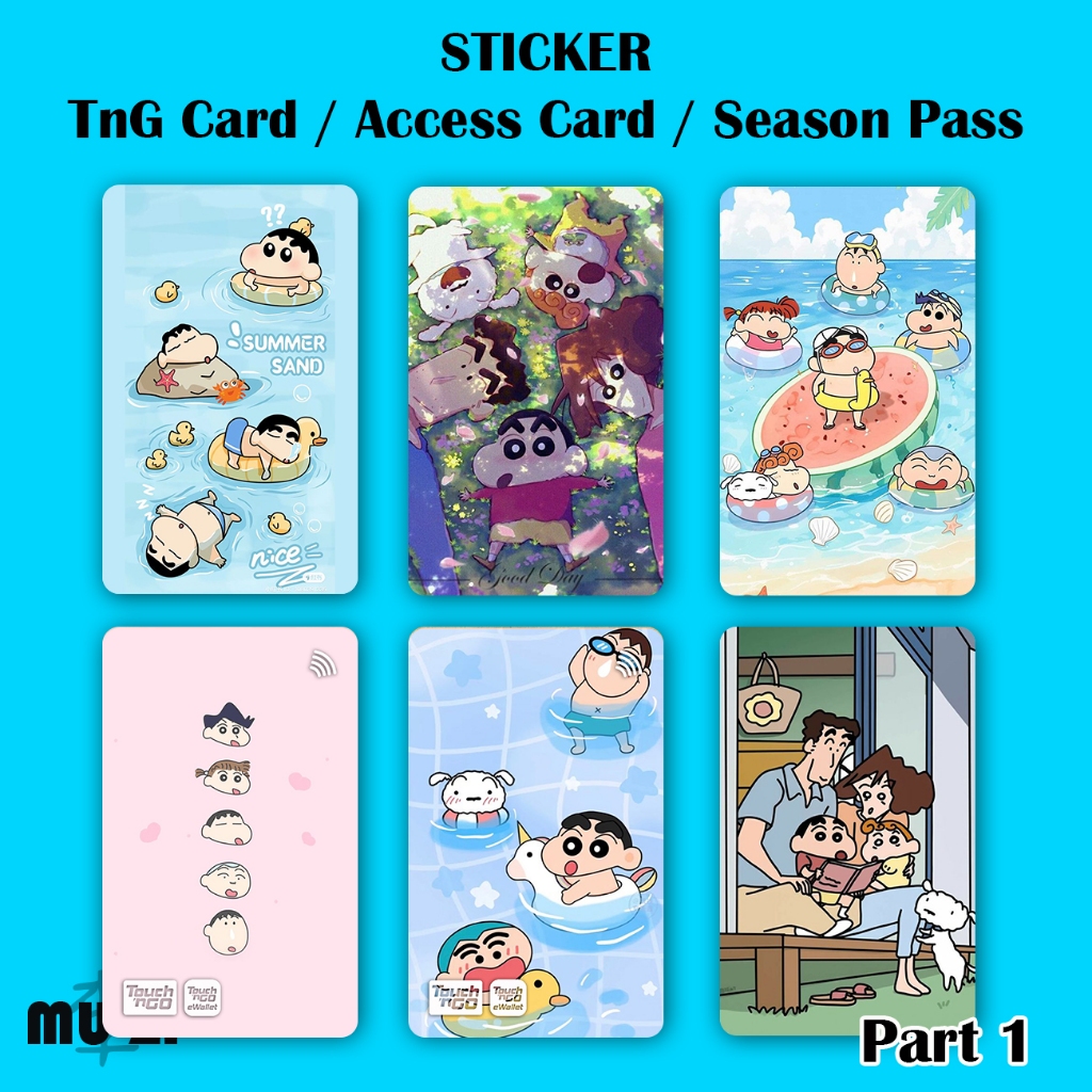 Family Shin Chan TnG Card STICKER NFC STICKER (Part 1) Waterproof Thick ...