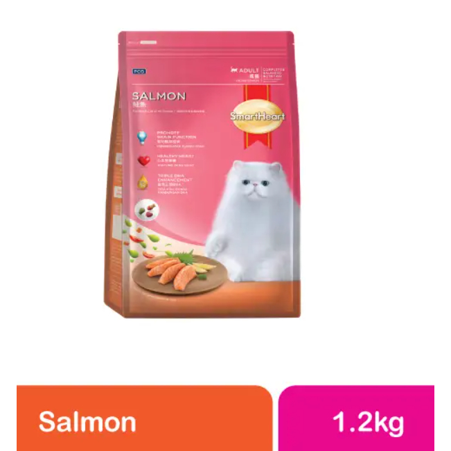 Smart Heart Dry Cat Food Salmon Original 1.2kg Adult Kibble Makanan ...
