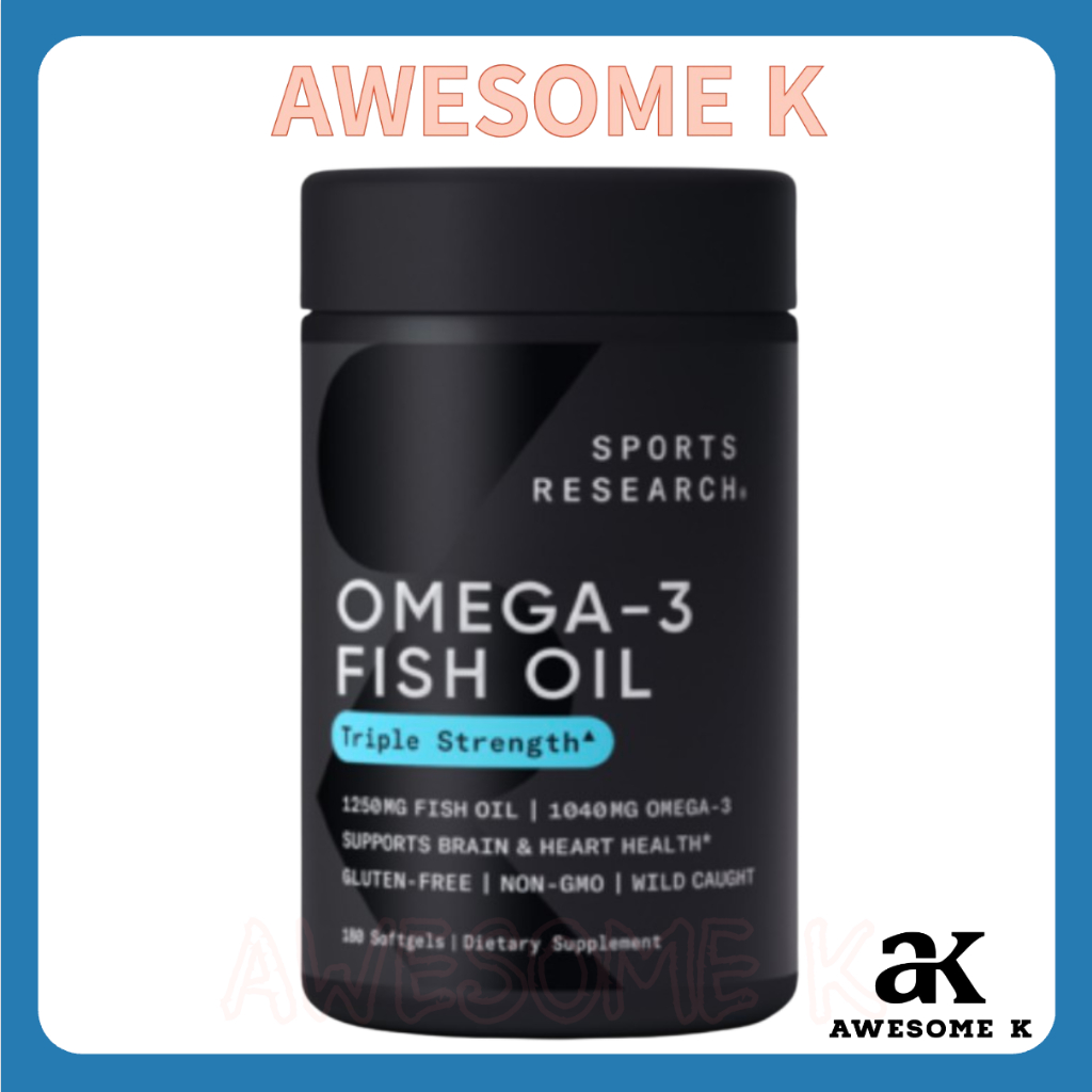 [Sports Research Omega-3] Penyelidikan Sukan, Omega-3, Minyak Ikan, Triple Strength, 1,250 mg ...