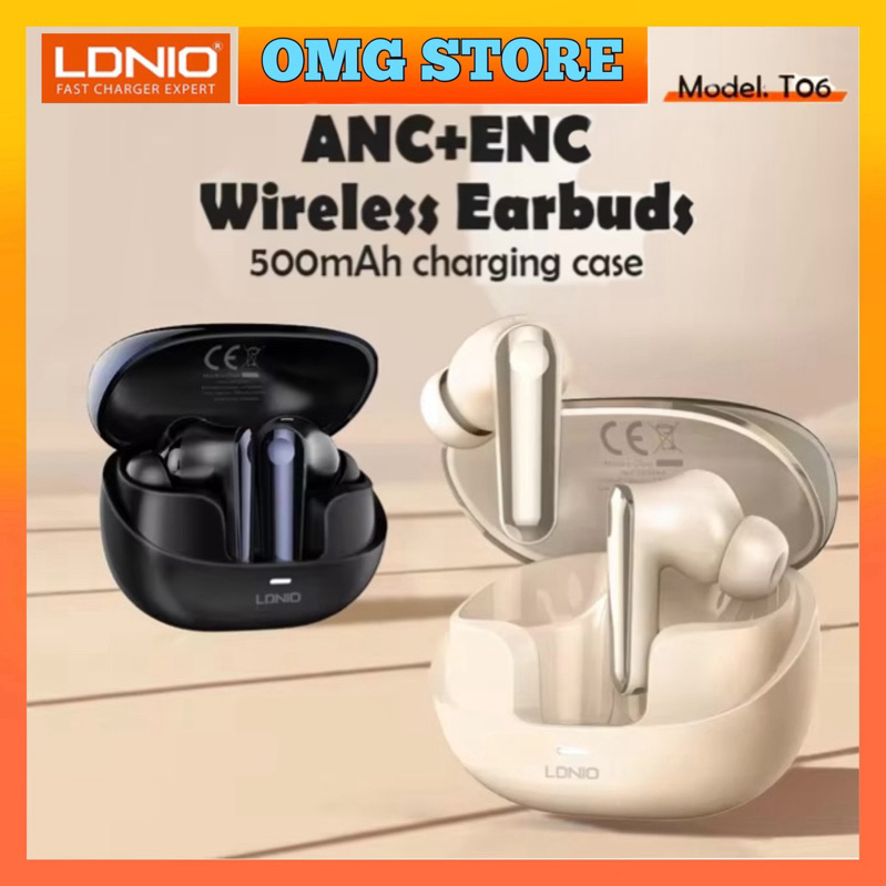 LDNIO T06 TWS Wireless Earbuds ANC + ENC Bluetooth 5.3 Low Latency Gaming Headset Touch Control ...