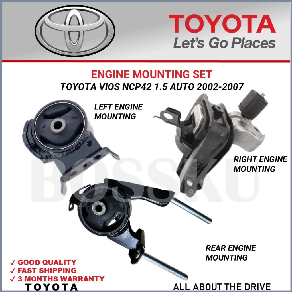 ENGINE MOUNTING KIT - TOYOTA VIOS NCP42 (2002 - 2007) - 1SET 3PCS ...