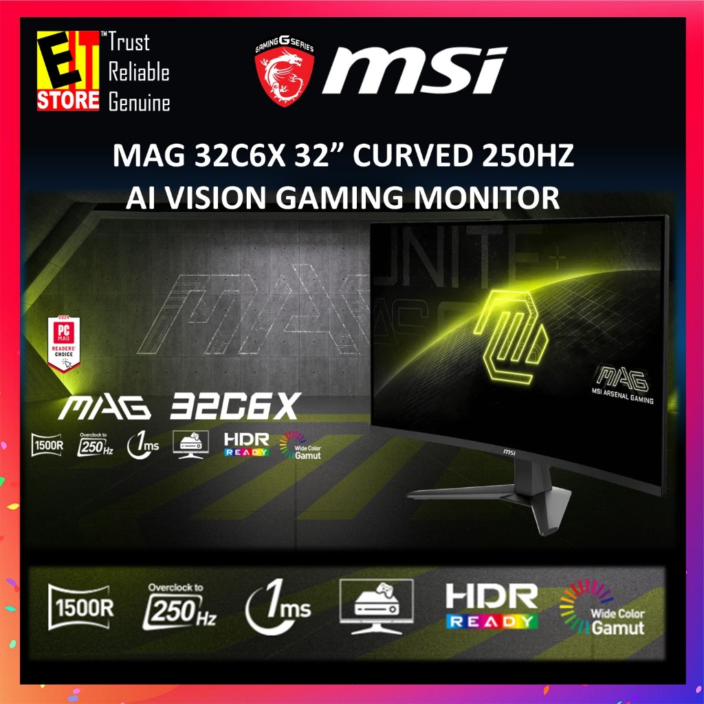 MSI MONITOR MAG 32C6X GAMING 32" CURVED 1ms 250HZ REFRESH RATE | FULL ...