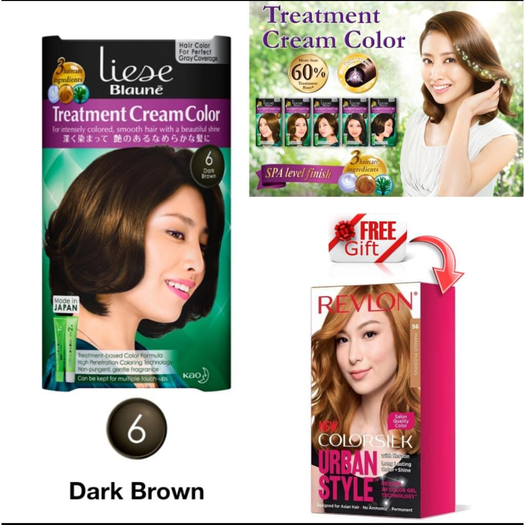 LIESE Blaune Treatment Cream Color 06 Dark Brown 🤎+ (FREE 🎁 REVLON ...
