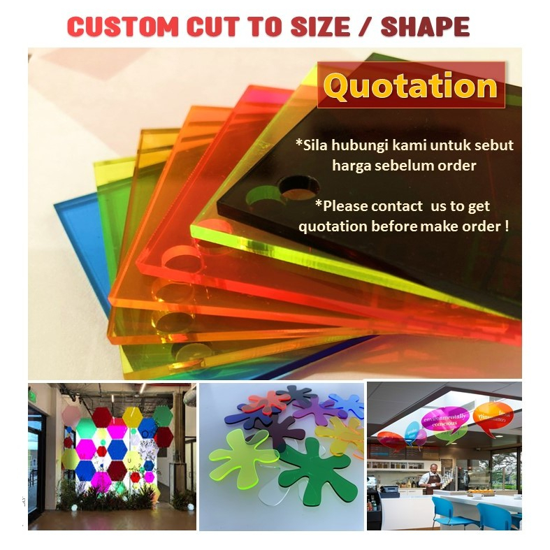 Custom cut to size/shape- Casting Acrylic sheet- Papan Akrilik Warna ...