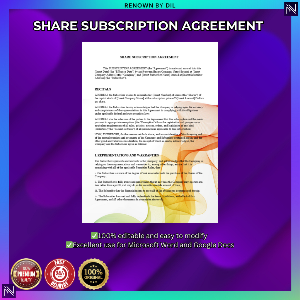 Share Subscription Agreement | Kontrak Langganan Saham | Legal Document ...