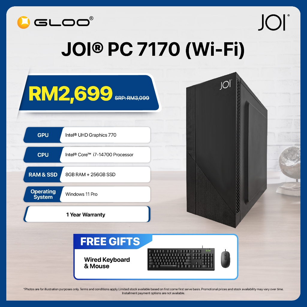 JOI PC 7170 (i7-14700/8GB RAM/256GB/512GB SSD/W11P/WIFI) | Shopee Malaysia