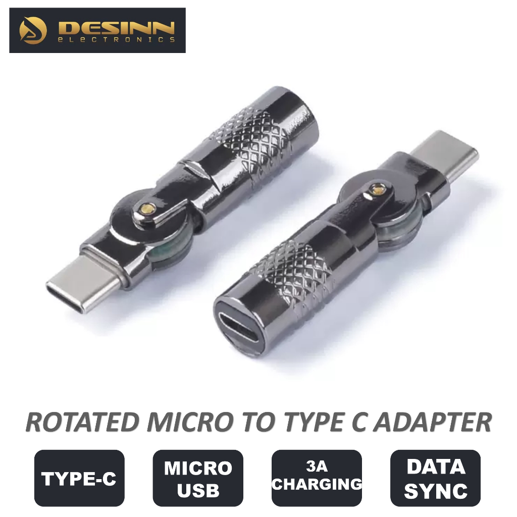 Type C to Micro USB Rotated 180 degree Adapter support 3A Fast Charging ...