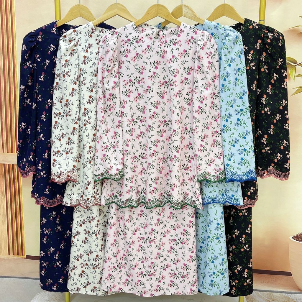 [Nayla.z]Size36-52(S-6XL) Set Baju Kurung Sedondon Dewasa Plus Size Design Bunga Sulam Lace ...
