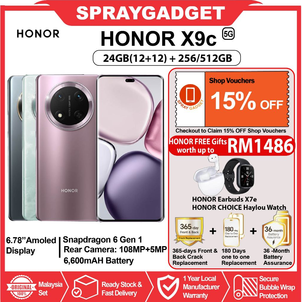 HONOR X9c 5G (24GB*(12+12)RAM + 256/512GB ROM) Ultra-Tough Triple ...