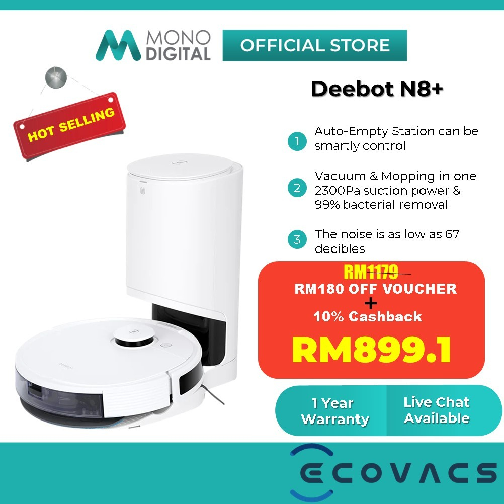 Ecovacs Deebot N8+ Robot Vacuum Cleaner,with dTOF Laser Detection, 2.5L ...
