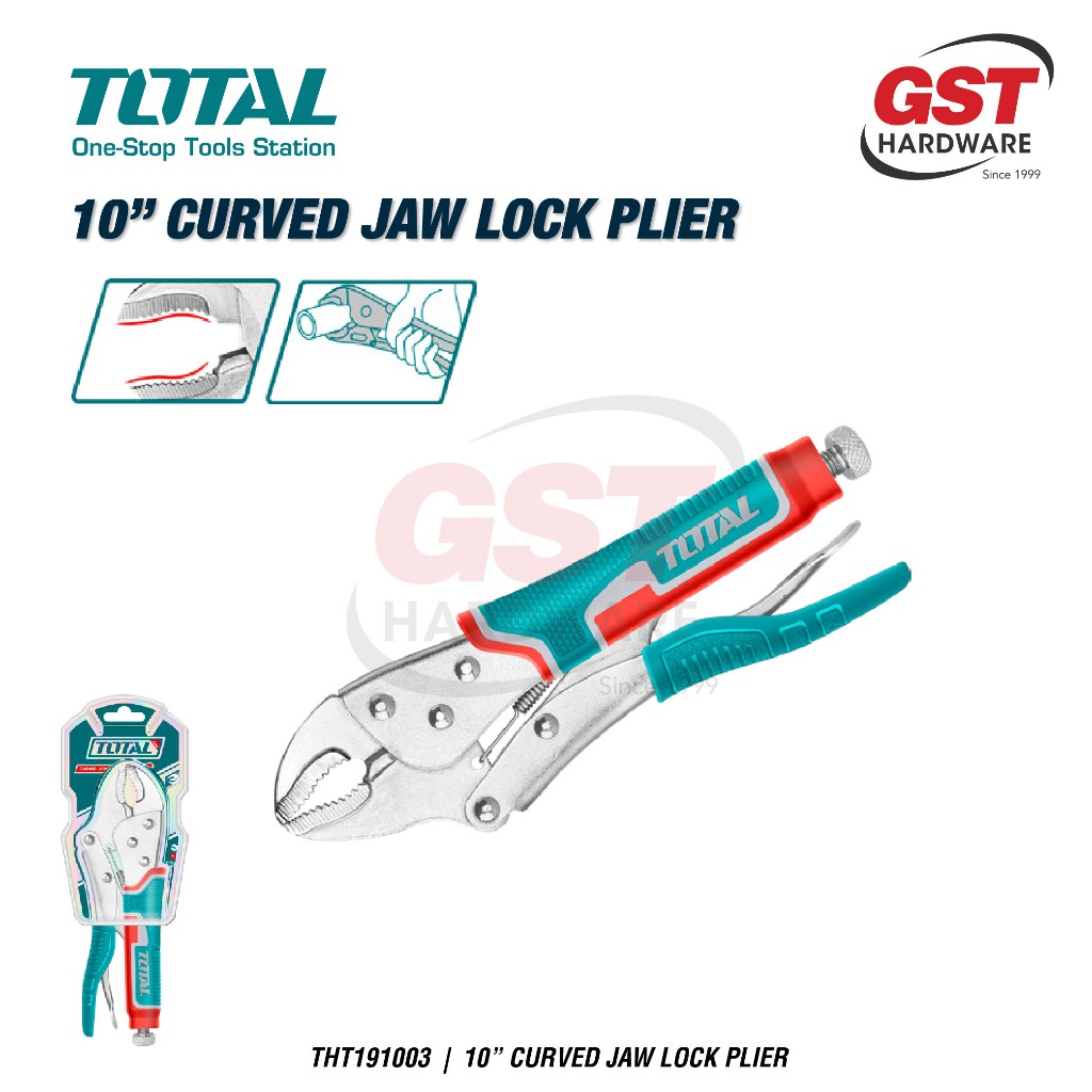 🔥 TOTAL 10" Curved Jaw Lock Plier Clamp Plier Locking Plier Adjustable ...