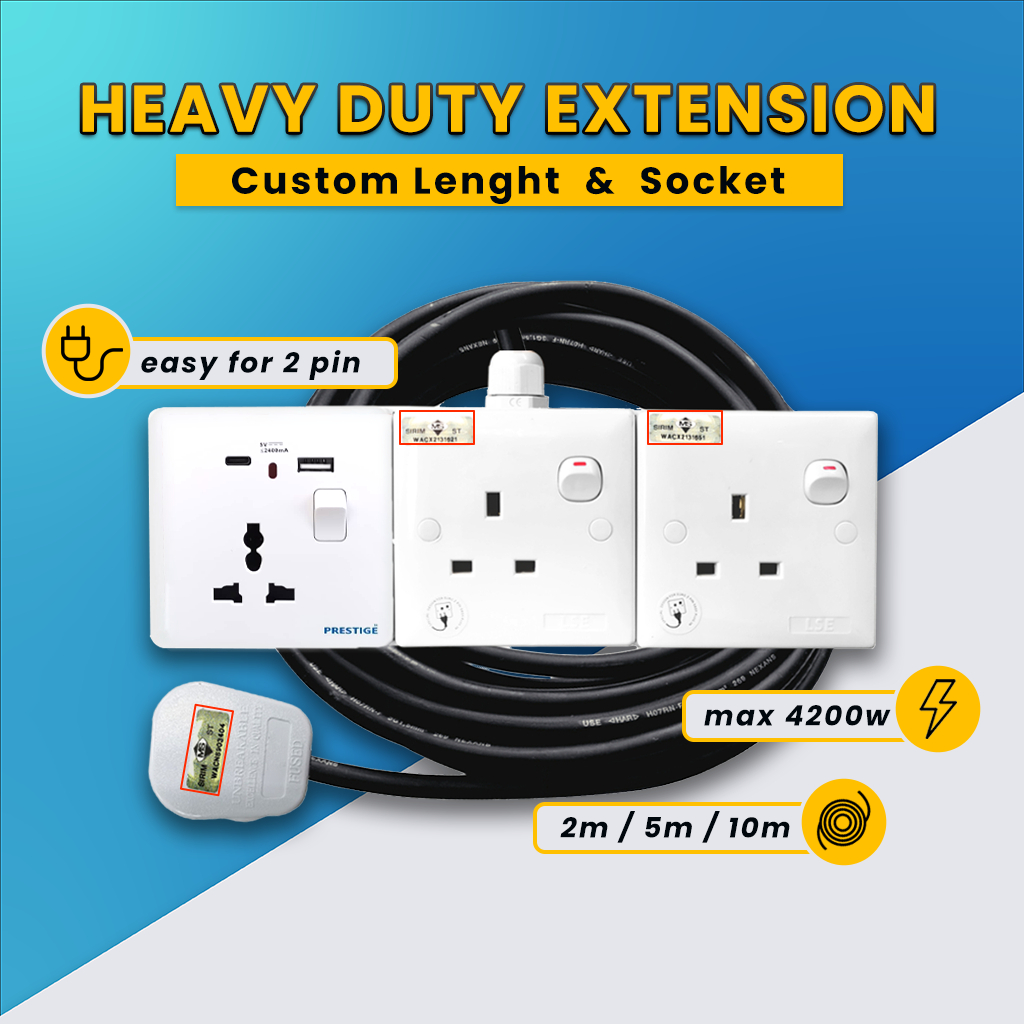 2/3/4 Gang HEAVY DUTY Extension SOCKET EXTENSION Wire FULL COPPER WIRE ...