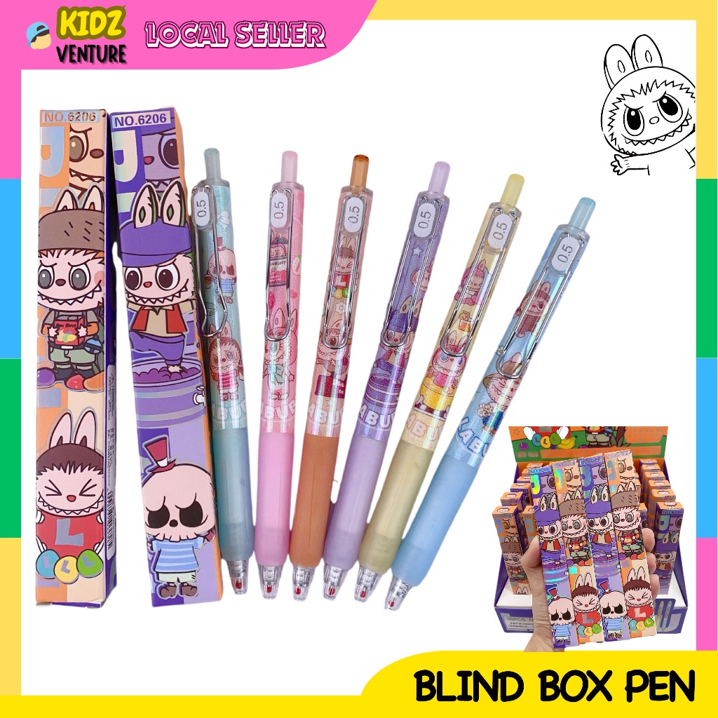 (READY STOCK)Labubu With Badge Blind Box Pen 0.5mm Black Ink Gel Pen ...
