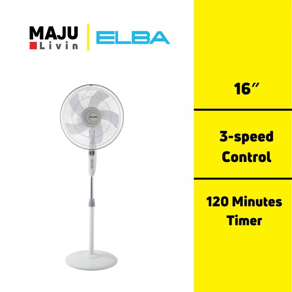 ELBA 16" Stand Fan ESF-E1639TM(GR) - 5 Blades, 120 Minutes Timer (16 ...