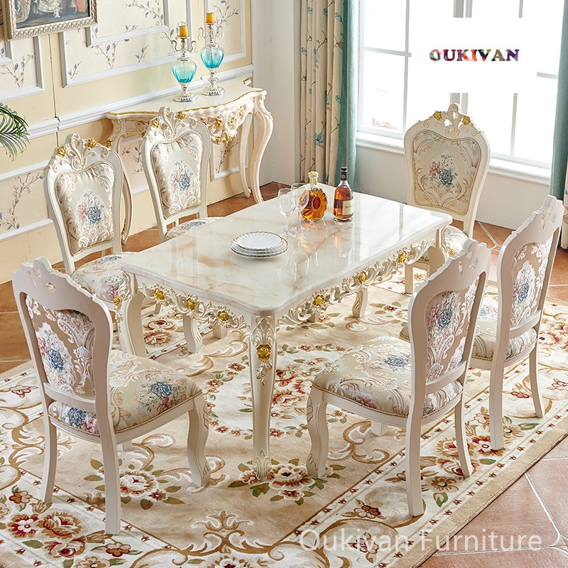 Luxury Marble Dining Table Meja Makan Mewah European Style With Solid ...
