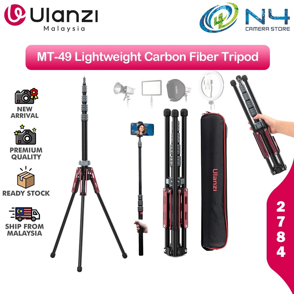 Ulanzi MT-49 3784 1.9M Carbon Fiber Lighting Stand Portable Tripod ...