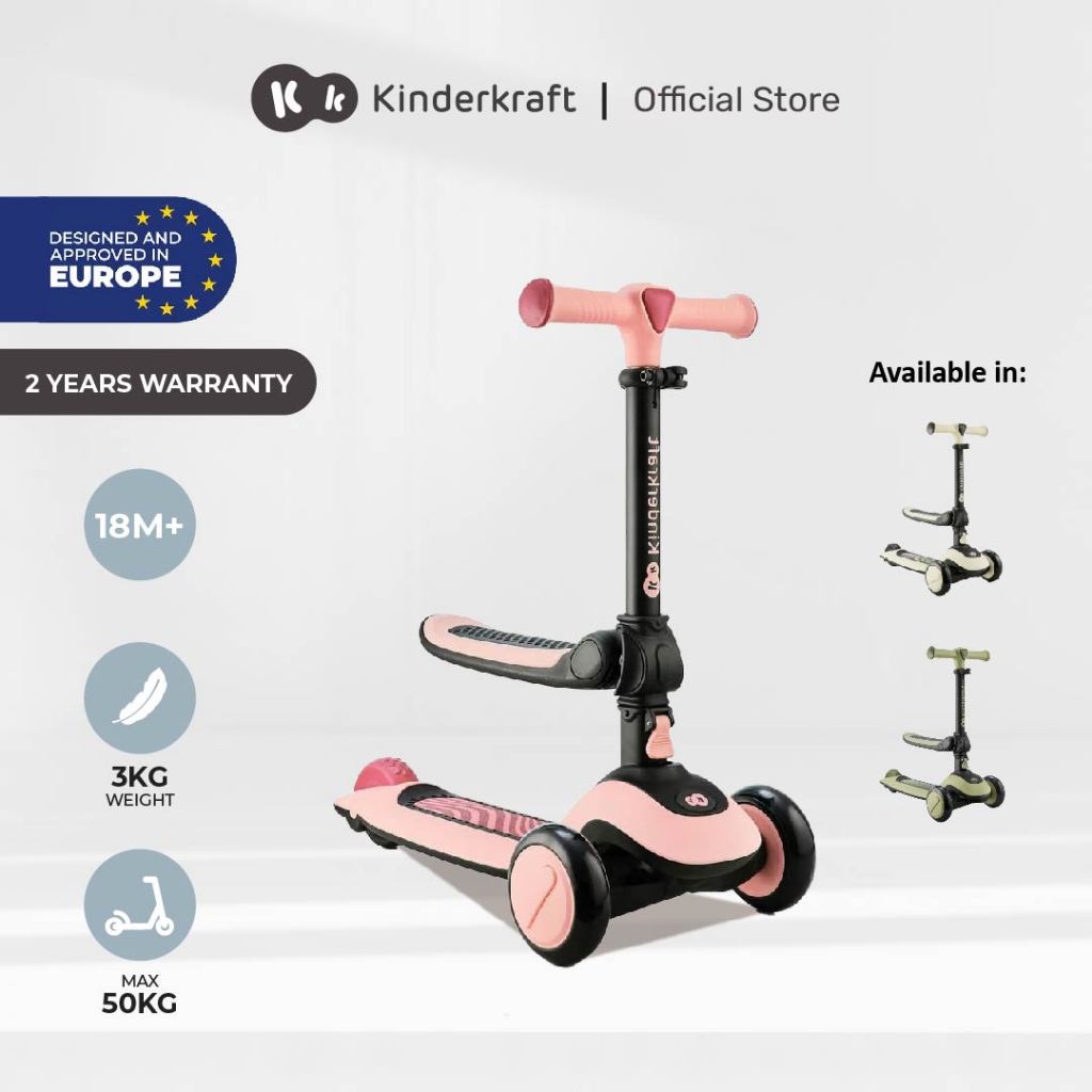 Kinderkraft Scooter 2-in-1 Halley suitable for 2 years old (White/Pink ...