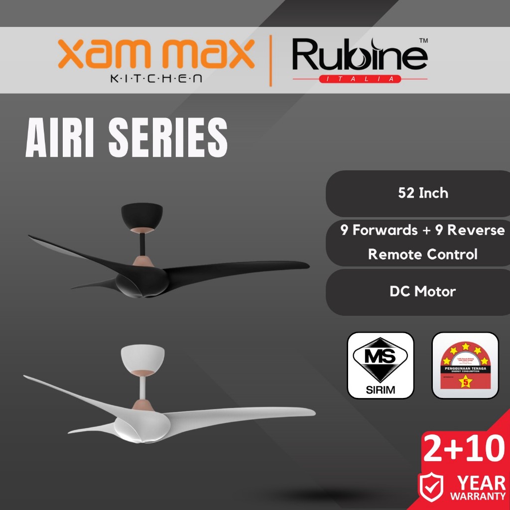 Rubine Ceiling Fan / DC Motor / 52 Inch / 3 Blades / With Remote ...