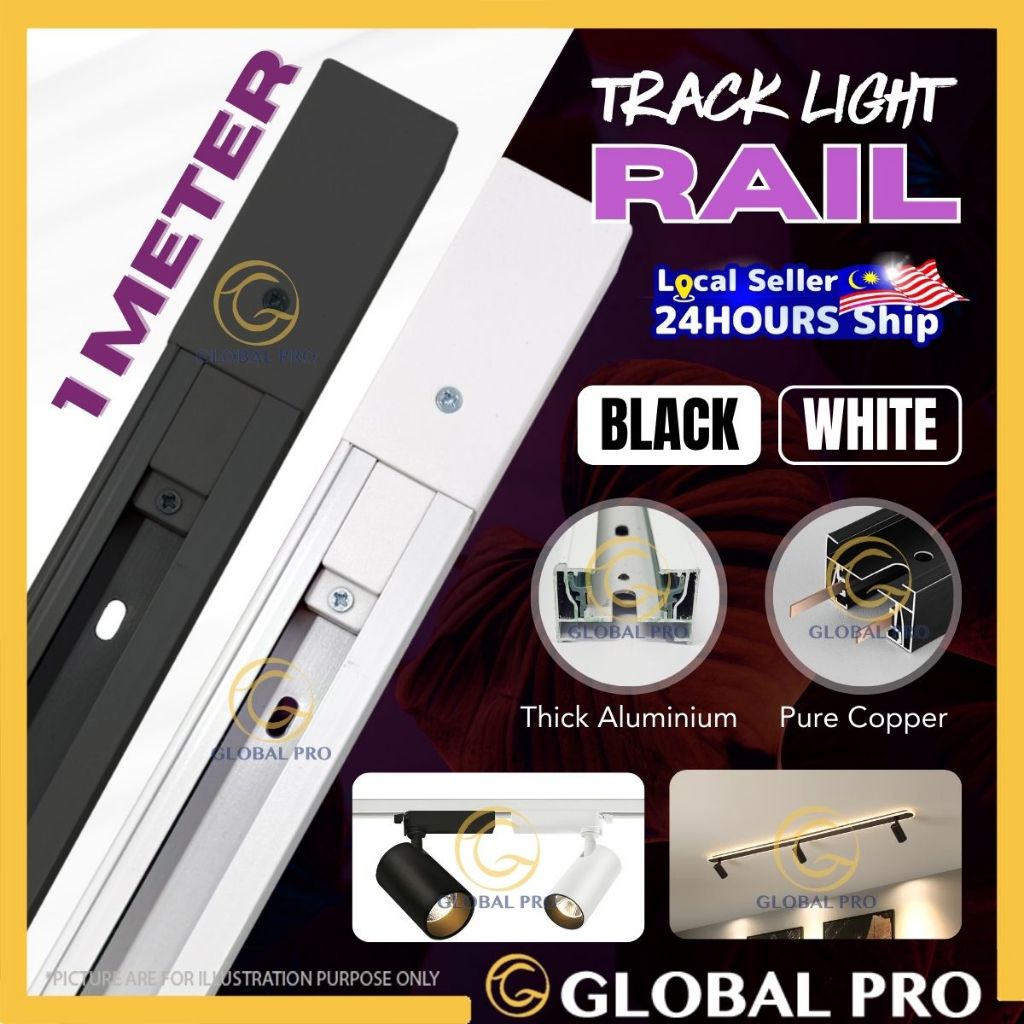 1 Meter Track Light Rail Track Bar Rail Light Lampu Track Rail Lampu ...