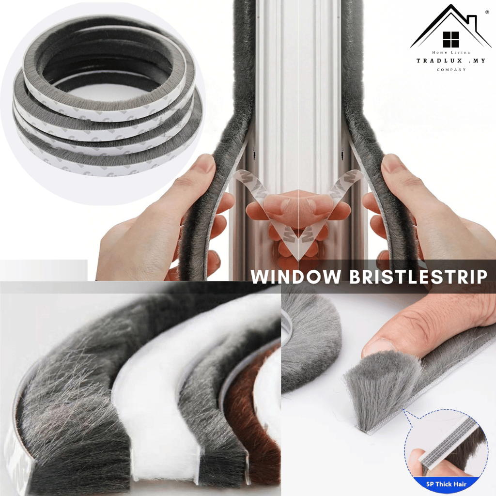 5 METER Brush Seal Self Adhesive Bristles Wool Pile Strip Sliding Door ...