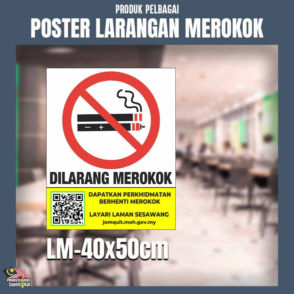 Poster LARANGAN MEROKOK / Papan Tanda / Signboard No Smoking No Vaping ...