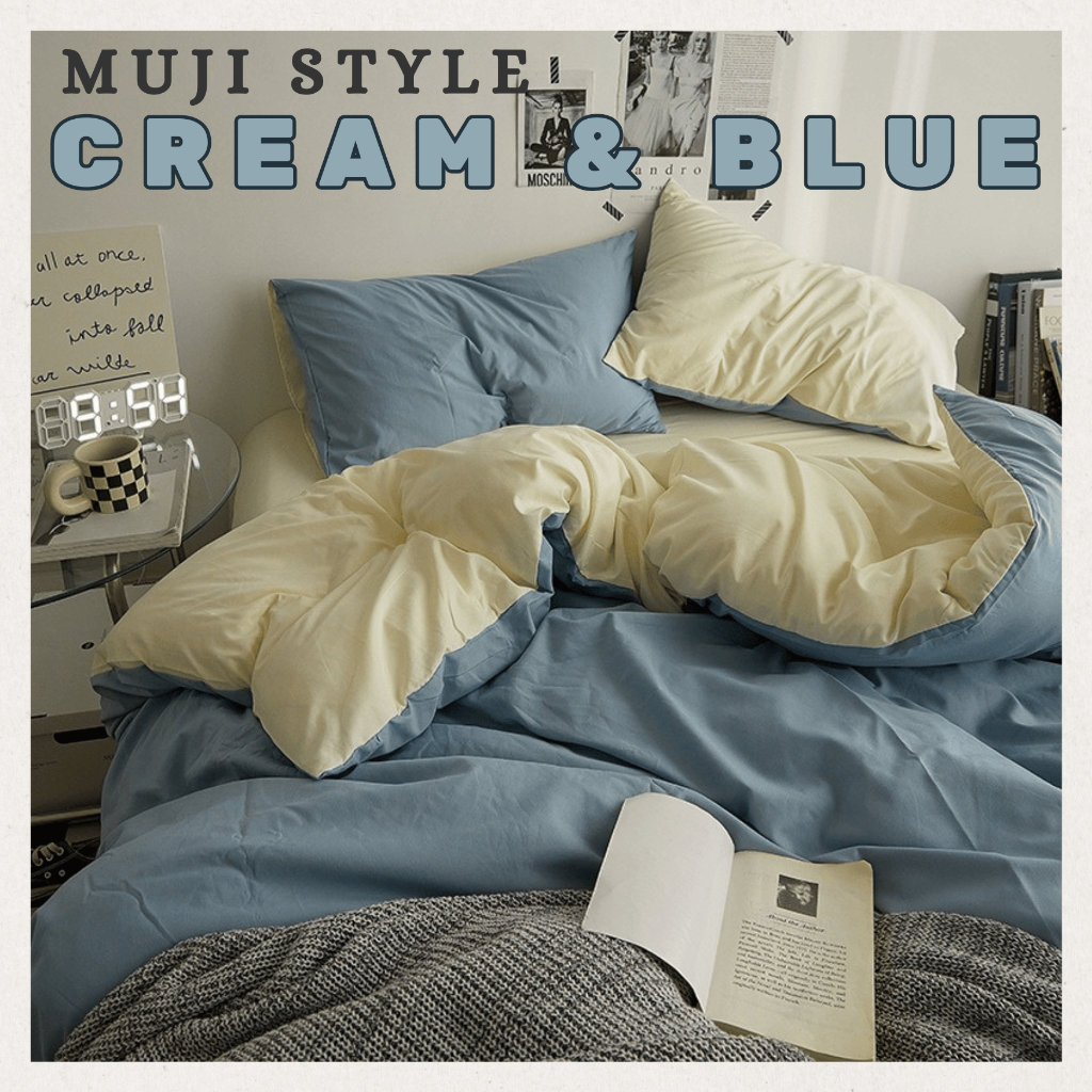 ACOZ💥Malaysia Ready Stock💥MUJI STYLE Fitted Bedsheet Set 4in1/ Queen ...