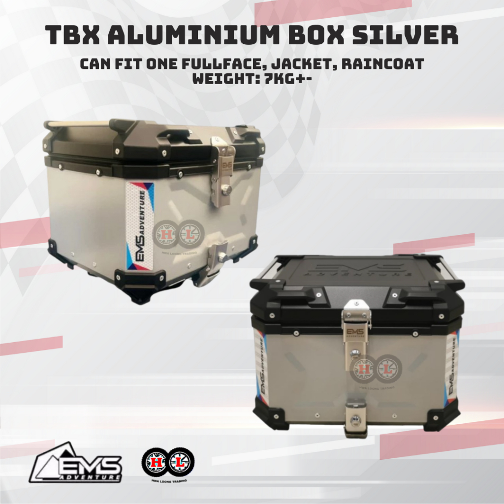 EMS TOP BOX ALUMINIUM 45L MOTORCYCLE BOX -TBX ALUMINIUM 45L Original EMS Aluminium Storage Box ...