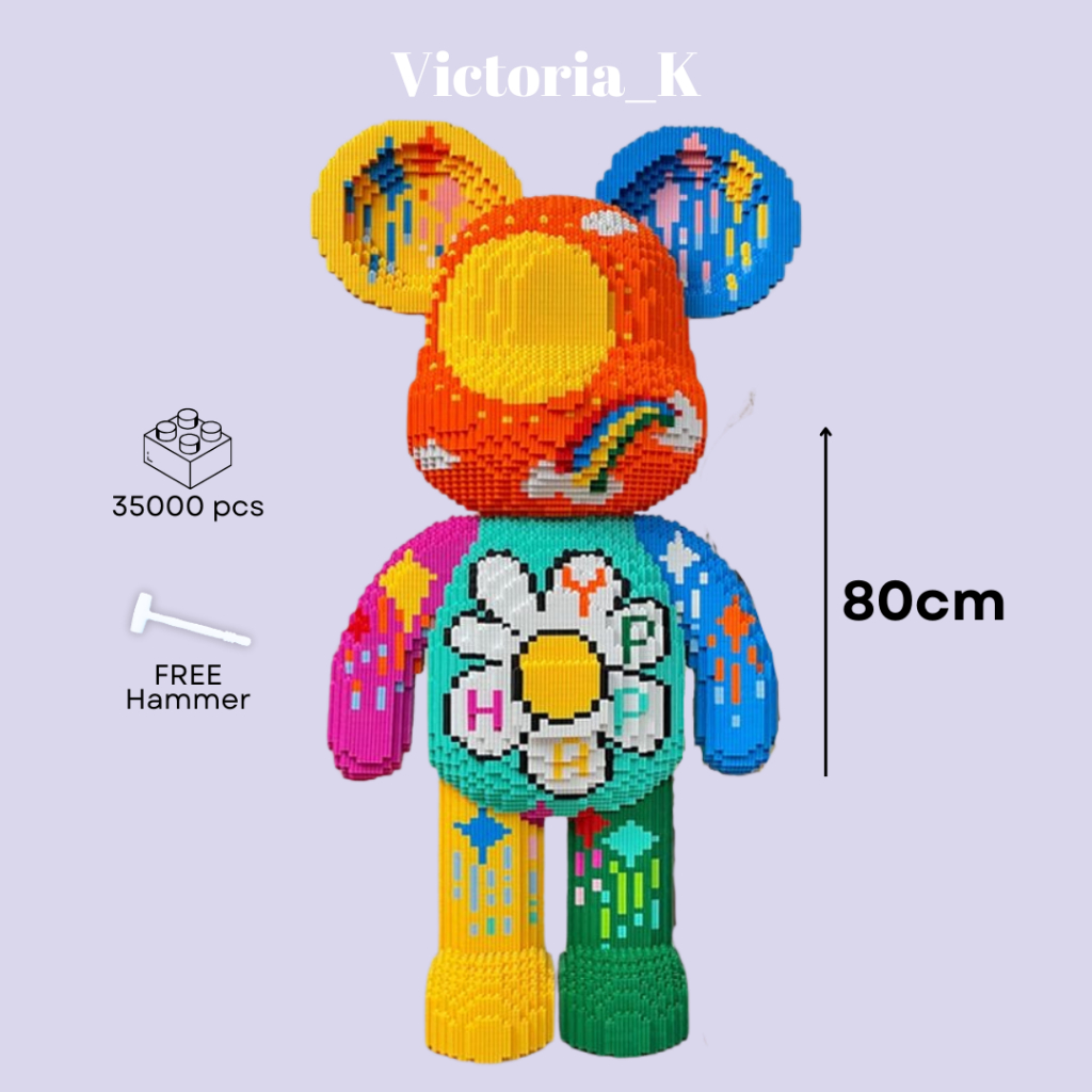 80cm Big Colourful Bearbrick Building Blocks Brick Toys Connection ...