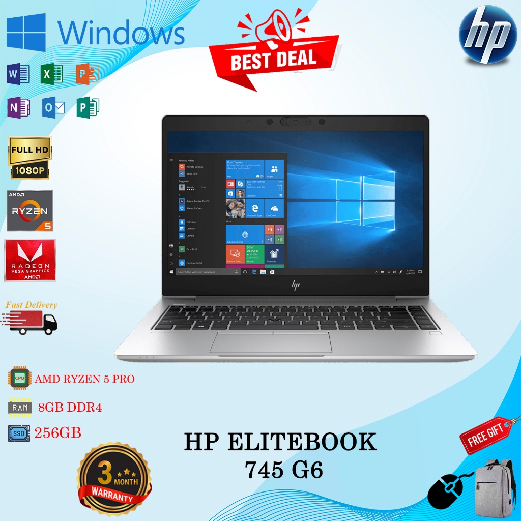 (LAPTOP READY STOCK) HP ELITEBOOK 745 G6 AMD RYZEN 5 PRO PROCESSOR ...